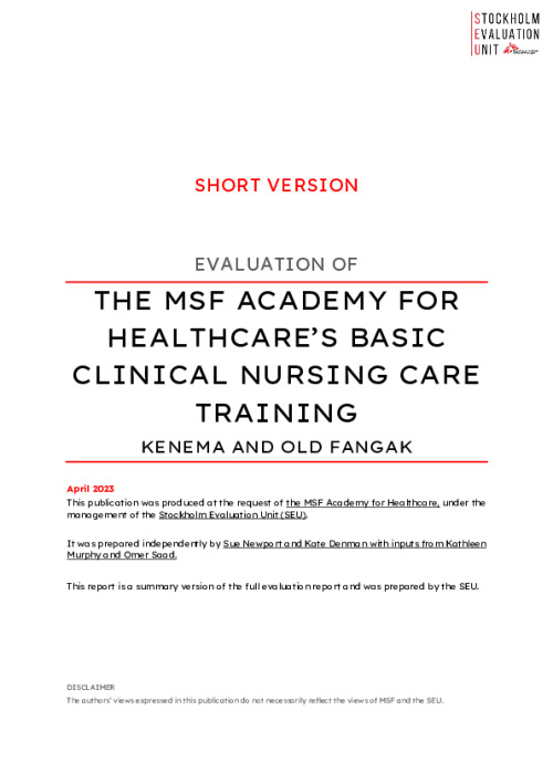 Evaluation of MSF Academy for Healthcare’s Basic Clinical Nursing Care Training | MSF ...