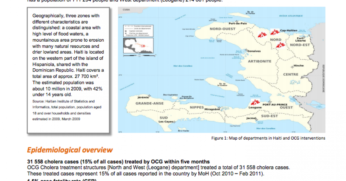 Emergency snapshot: Cholera Outbreak - OCG E-Cell response in Haiti ...